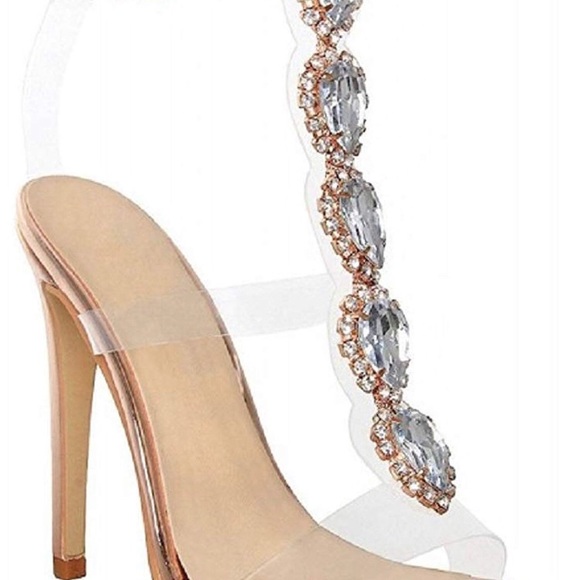 Shoes | Clear Stiletto Heels With Gem Rhinestones | Poshmark